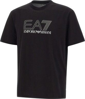 Emporio Armani Emporio Armani Ea7, Homme, Tops, Noir, Taille: XL T-shirt ras du cou en jersey de coton Visibility