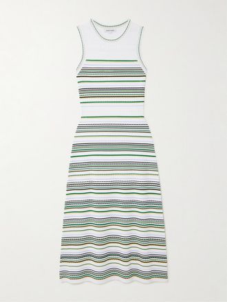 Veronica Beard Dawna Midikleid Aus Rippstrick Mit Streifen - Weiß