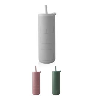 DESIGN LETTERS Auslaufsicherer Thermobecher mit Deckel & Strohhalm | Thermoflasche mit einzigartiger Verschluss | Thermobecher Coffee to go | 500ml Edelstahlbecher |