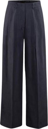 Moorer Femme, Pantalons, Bleu, Taille: 36 FR Wide Linen Pants