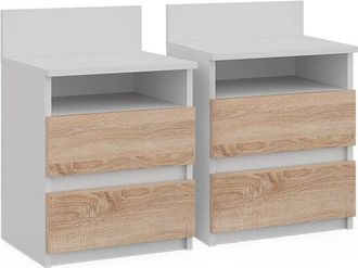 Vicco Table de chevet Monty, Blanc/Sonoma, 32.3x59.1cm Lot de 2