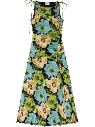 Ganni robe à fleurs imprimées - Vert