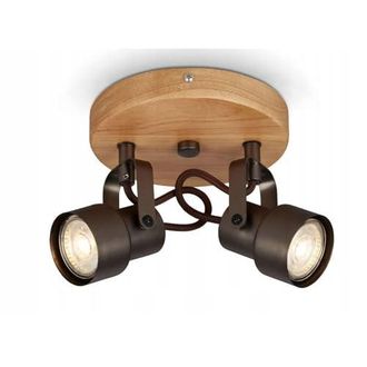 Briloner LED Deckenlampe Vintage schwenkbar, Holzbasis, warmwei&szlig;e Lichtfarbe, LED Deckenleuchte, LED Lampe, Wohnzimmerlampe, Schlafzimmerlampe, K&uuml;chenlampe, 15