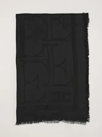 Elisabetta Franchi &Eacute;charpe en modal et viscose avec logo jacquard et bords frang&eacute;s