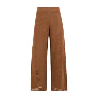 Akep Spitze Strick Hose - - Trousers - Damen - Braun - S