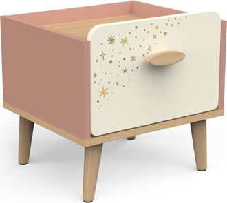 Demeyere Nachttisch f&uuml;r Kinder, 1 Schublade, Rosa und Wei&szlig; - ungiftige Farbe - Kleiner Nachttisch 40 x 40 x 36 cm - M&ouml;bel f&uuml;r Kinderzimmer - Serie Suzie