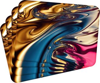 MG Design Set aus 4 Kork-Platzsets - Marble Colored 1 - 30 x 40 cm - hitzebest&auml;ndig & abwischbar, mit Korkr&uuml;ckseite