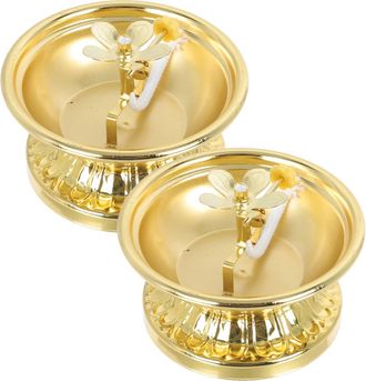 NUOBESTY 2 St&uuml;ck Vintage &Ouml;llampe aus Legierung Zarte Petroleumlampe mit Sockel Retro Tempellampe f&uuml;r Wohnkultur und Stimmungsvolle Beleuchtung