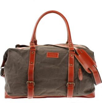 Leconi Weekender gro&szlig; Canvas + Echt-Leder Retro Reisetasche Unisex Damen + Herren Sporttasche Reise Handgep&auml;ck 60x38x25cm grau LE2010-C