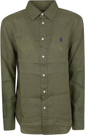 Polo Ralph Lauren Homme, Chemises, Vert, Taille: L Linen Shirt