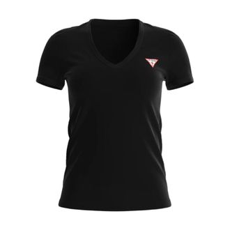 Guess Femme, Tops, Noir, Taille: 40 FR T-Shirt Mini Triangle Col en V pour Femmes