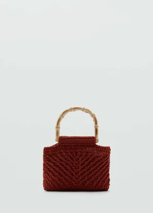 Mango Sac &agrave; main avec anse en bambou orange br&ucirc;l&eacute; - Femme - Taille unique - MANGO
