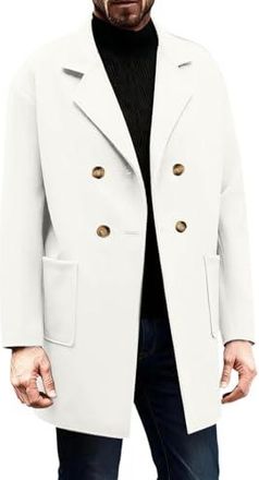 Generico Manteau court en laine pour homme - Veste dhiver pour affaires - Manteau d&eacute;contract&eacute; - Trench court confortable dune seule couleur - Trench dautomne e