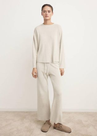 Mango Sweatshirt aus flie&szlig;endem Baumwoll-Leinen-Stoff beige - Damen - S - MANGO