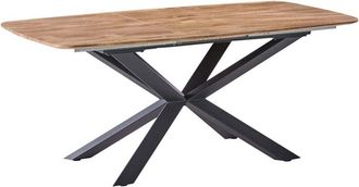 Beliani Table de Salle &agrave; Manger en MDF avec Rallonge Extensible 140/180 x 90 cm Plateau Pieds en M&eacute;tal Marron Gairdner
