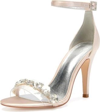 Generic Chaussures De Mariage Femme &Eacute;t&eacute; Sexy Open Toe High Heels Mari&eacute;e Stylet Talons Bureau Travail Soir Sandale Talons Hauts 10.5CM,Champagne,42 EU