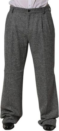 Dolce & Gabbana Homme, Pantalons, Gris, Taille: S Pantalon de ville droit en pied-de-poule