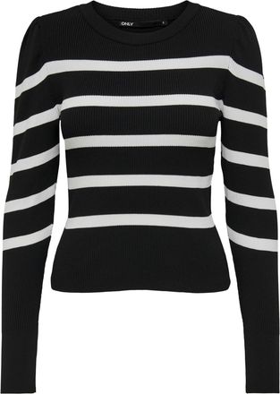 Only Damen Onlsally L/S Puff Knt Noos Pullover, Black 1, S EU