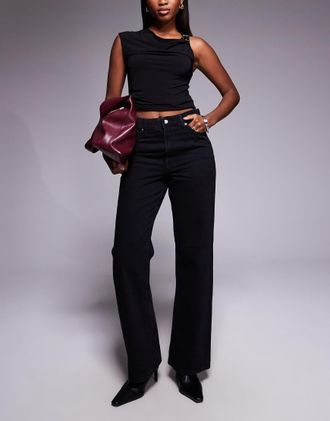 River Island Jean droit d&eacute;contract&eacute; - Noir