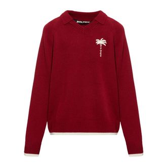Palm Angels Wollpullover mit gesticktem Logo - - Knitwear - Herren - Rot - S