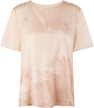 Marc Cain Femme, Blouses et Chemises, Rose, Taille: 44 FR Blouse &agrave; Manches Courtes en Pure Soie