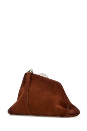 The Attico Womens Caramel Suede Day Off Clutch Lightbrown
