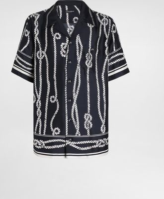 Dolce & Gabbana Hawaiihemd Aus Seidentwill Mit Marina-print - Mann Hemden Multicolor 41