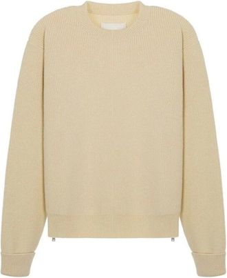 Jil Sander Femme, Pulls, Beige, Taille: 38 FR Pull en maille c&ocirc;tel&eacute;e &agrave; col rond
