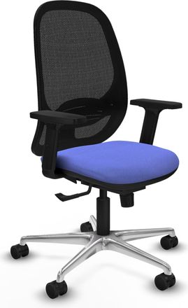 Piqueras y Crespo Cilanco Remote-Arbeitsstuhl mit 2D-Armen, h&ouml;henverstellbare Lendenwirbelst&uuml;tze, ausgestattet mit 3 Positionen und Schneidschaum, Schwarz/Hellblau