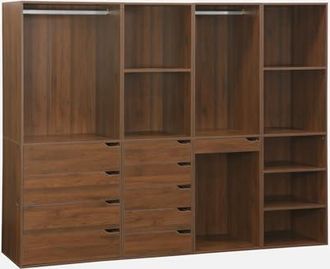 Sweeek Kit Dressing modulable avec 4 éléments. Noyer. Panneaux stratifiés