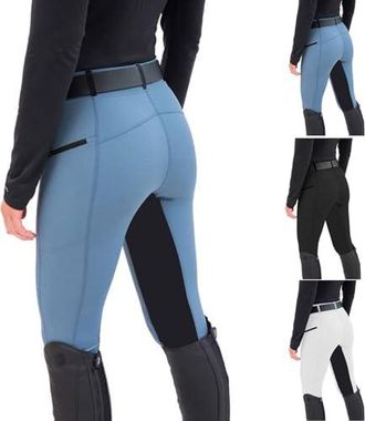 Generic Legging déquitation pour femme avec poche pour téléphone portable - Stretch - Taille haute - Avec passants de ceinture - Pantalon déquitation - Leggin