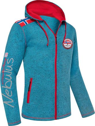 Nebulus Herren Fleecejacke NORSKA, warme Fleece Jacke, mit langem Full-Zip Reißverschluss, türkis-rot - L