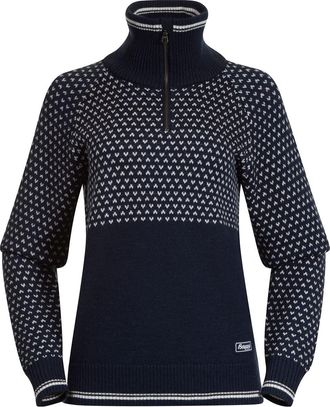 Bergans Alvdal Wollpullover mit 1/2 Rei&szlig;verschluss Damen blau