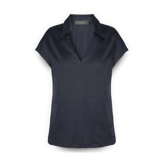 Elena Miro V-Ausschnitt T-Shirt mit Kragen - - Blouses & Shirts - Damen - Blau - 2XL