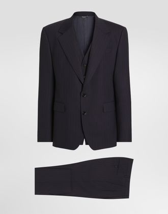 Dolce & Gabbana Anzug Sicilia Light Aus Wolle Mit Einreiher-schnitt In Nadelstreifen-optik - Mann Anz&uuml;ge Und Blazer Mehrfarbig 48