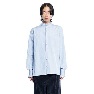 Valentino Striped Cotton Shirt with Ruffles