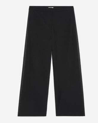 Arket Elegante Hose Mit Satinstreifen -Schwarz