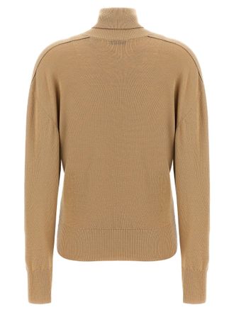 Burberry Logo Intarsia Wool Turtleneck Sweater - Beige
