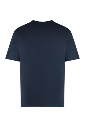 A.P.C. Mens Crew-Neck T-Shirt Dark Navy-Ecru Cotton T-Shirts Navy/ecru And Polos
