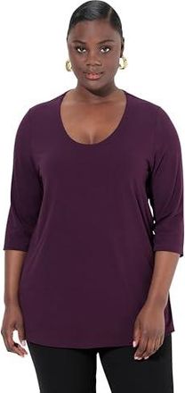 Ulla Popken T- Shirt &agrave; Manches 3/4, Noir, 56-58 Femme