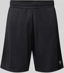 Review Shorts aus Mesh mit Logo-Print