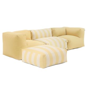 Oviala Ecksofa, gestreift, f&uuml;r Garten, modular, 4-Sitzer, Hellgelb - Mixi