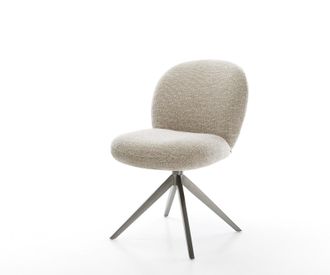 DELIFE Drehstuhl Nube-Flex Webstoff Soft Beige Kreuzgestell breit Graphit 360&deg; drehbar Wippfunktion Taschenfederkern, Esszimmerst&uuml;hle