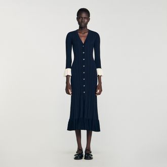 Sandro Robe longue volants contrast&eacute;s