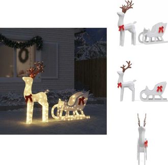 vidaXL LED-Rentiere mit Schlitten 100 LEDs Kaltwei&szlig; - Weihnachtsdekoration - Weihnachtsdekorationen - Weihnachtsdeko - Weihnachtsbeleuchtung