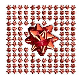 Relaxdays Geschenkschleifen, 200er Set, selbstklebend, Dekoschleifen f&uuml;r Weihnachten & Geburtstag, BxT: 5x5 cm, rot