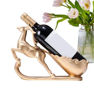 Generic Weinregal im Vintage-Stil - 32 x 10 x 22 cm, Weinschrank-Dekoration, Rentier- und Karren-Figurenhalter, Weinst&auml;nder aus Kunstharz f&uuml;r die Weihnachtsti