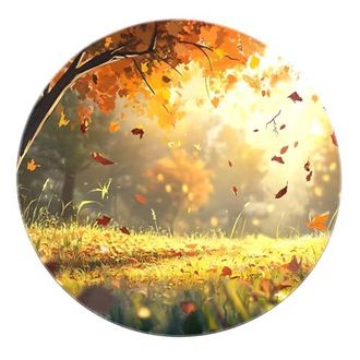 Generic Esthétique dAutomne Tapis Arbres géants et Soleil, Tapis Ronds lavables Doux antidérapants pour Cuisine, entrée et Chambre 160x160cm