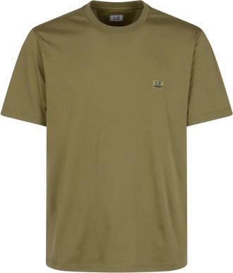 C.P. Company C.p. Company, Homme, Tops, Vert, Taille: M T-shirt &agrave; Manches Courtes en Jersey 30/1 avec Patch Logo