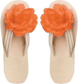 Generic Sandales dété pour femme - Avec semelle intérieure - Tongs avec fleurs plates - Chaussures dété bohème - Chaussures de plage élégantes - Antidérapante